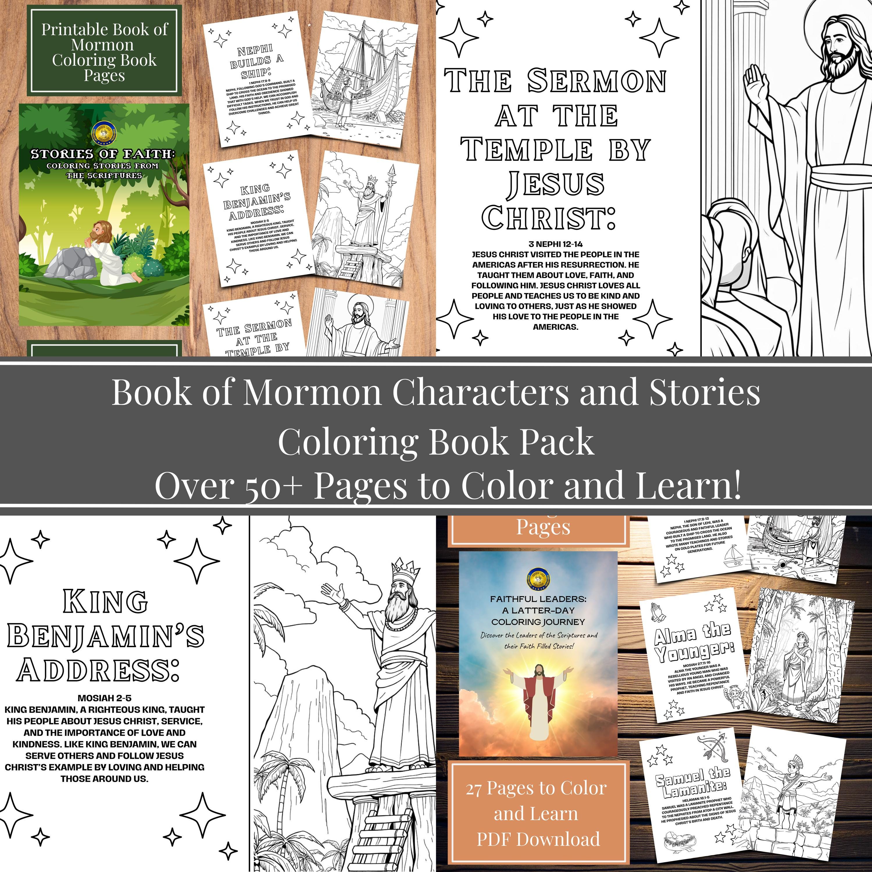 Book of Mormon Coloring Pages Set for Kids 24 Prominent LDS Stories and ...