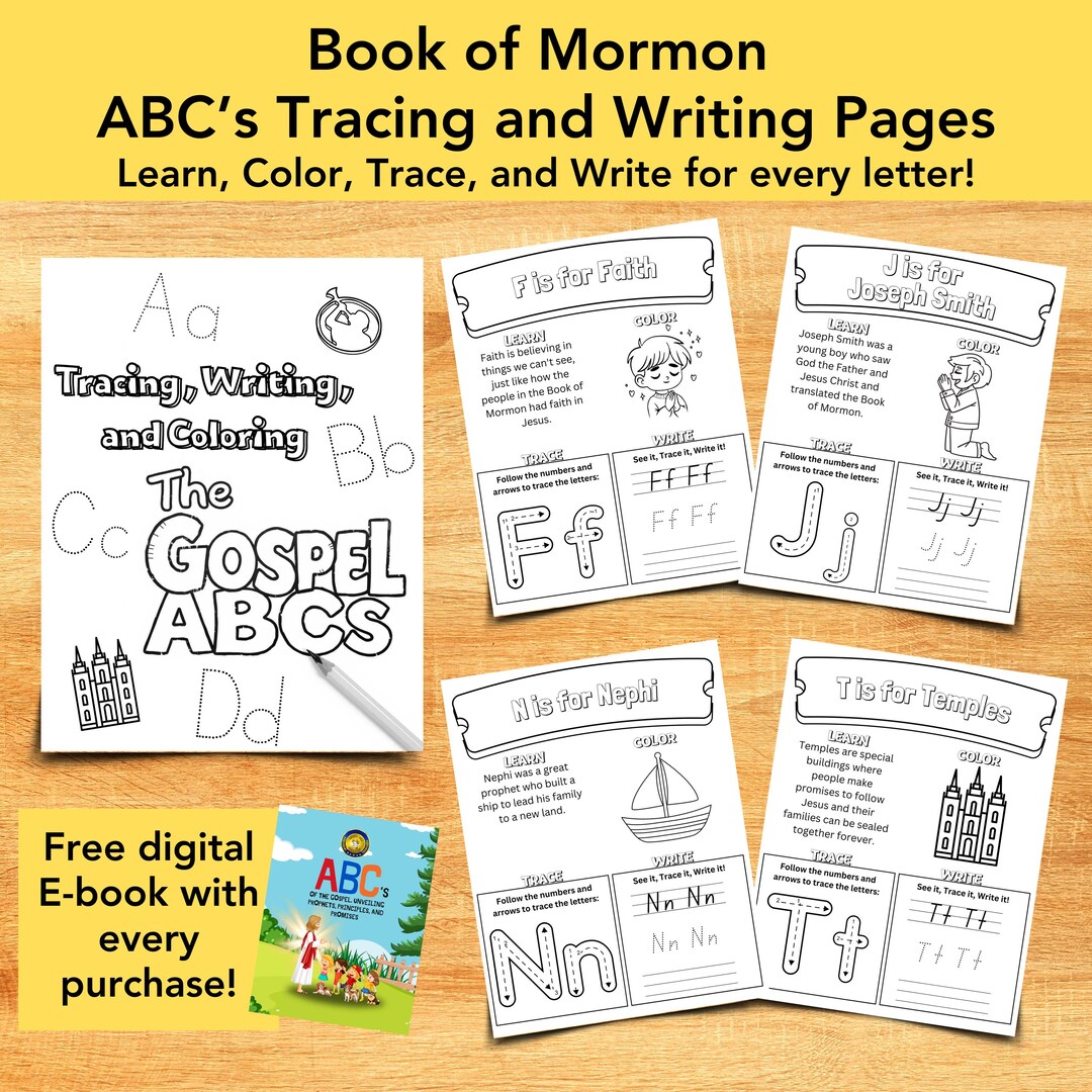 Book of Mormon ABC Tracing & Primary Coloring Pages | Digital Download ...