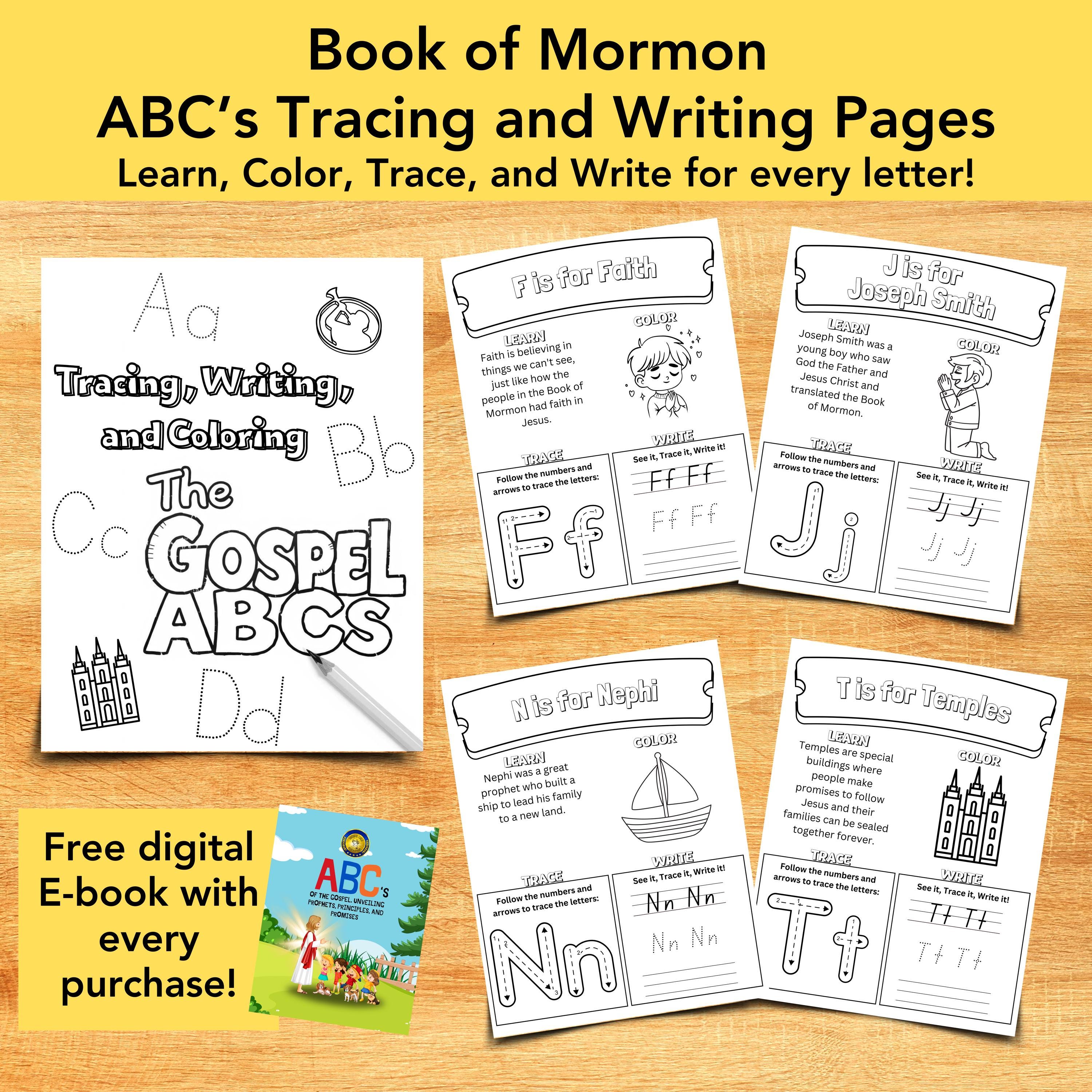 Book of Mormon ABC Tracing & Primary Coloring Pages | Digital Download ...