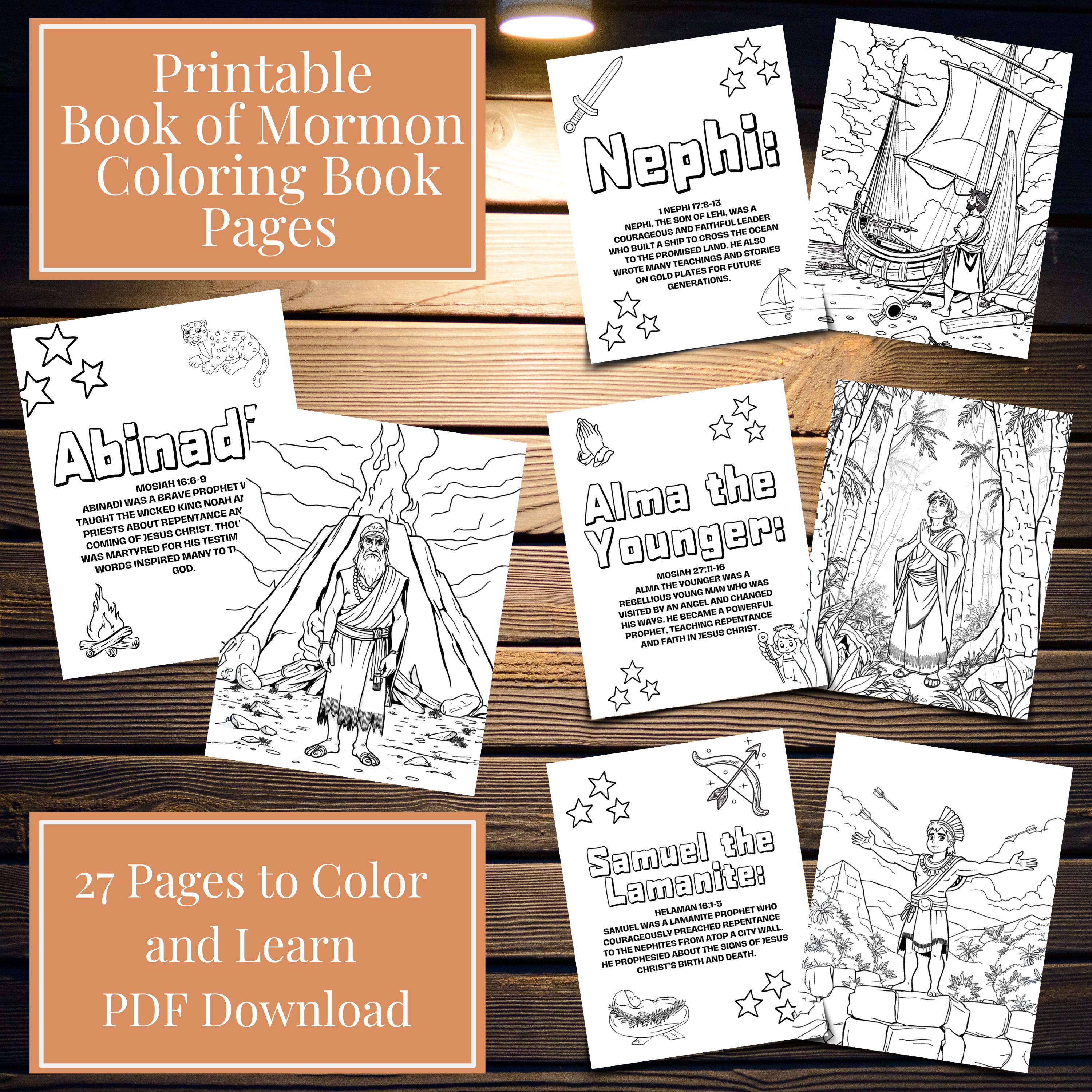 Book of Mormon Coloring Pages Set for Kids | 24 Prominent LDS Stories ...