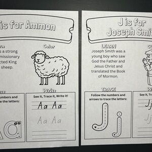 Book of Mormon ABC Tracing & Primary Coloring Pages | Digital Download ...