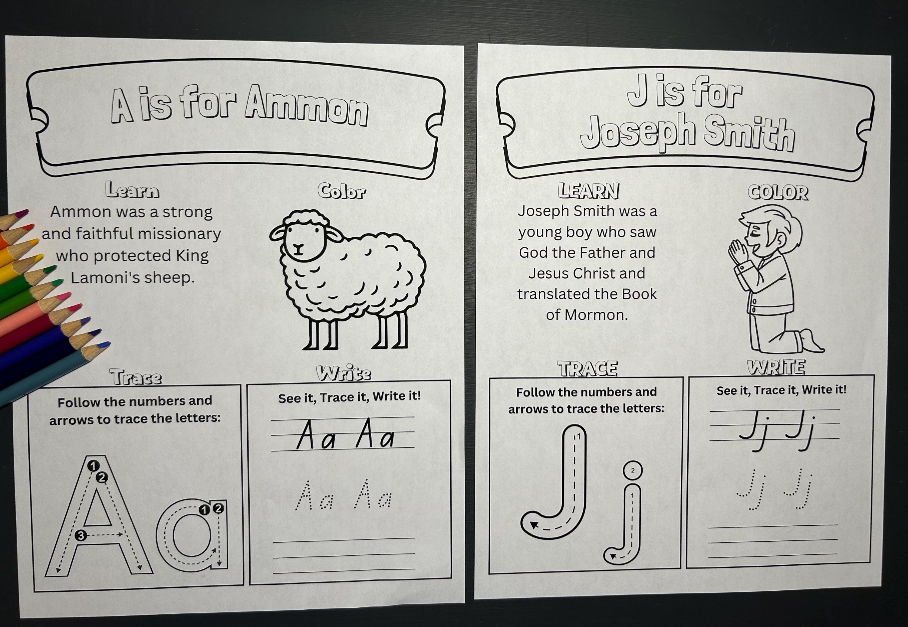 Book of Mormon ABC Tracing & Primary Coloring Pages | Digital Download ...