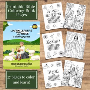 Bible Coloring Pages Set for Kids 24 Prominent Bible Characters Digital ...