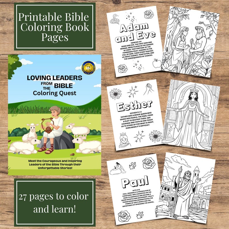 Bible Coloring Pages Set for Kids | 24 Prominent Bible Characters ...