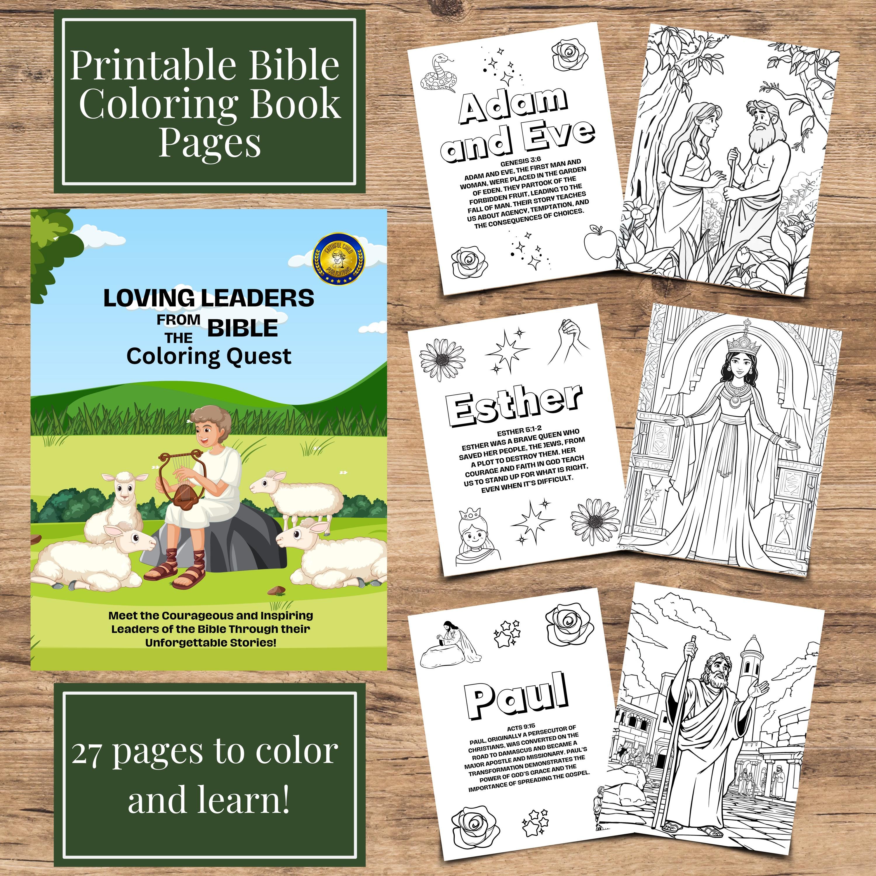 Bible Coloring Pages Set for Kids | 24 Prominent Bible Characters ...