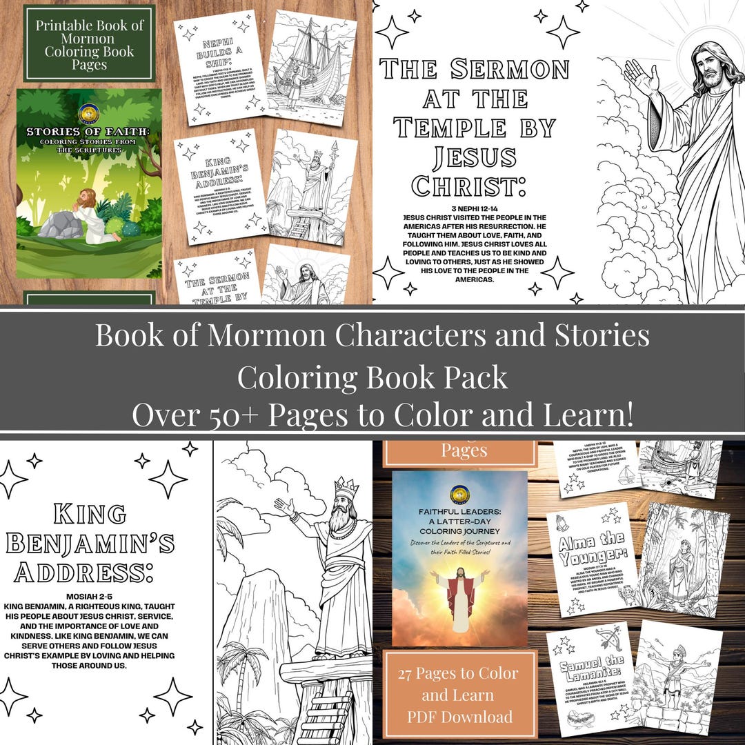 Book of Mormon Coloring Pages Set for Kids | 24 Prominent LDS Stories ...