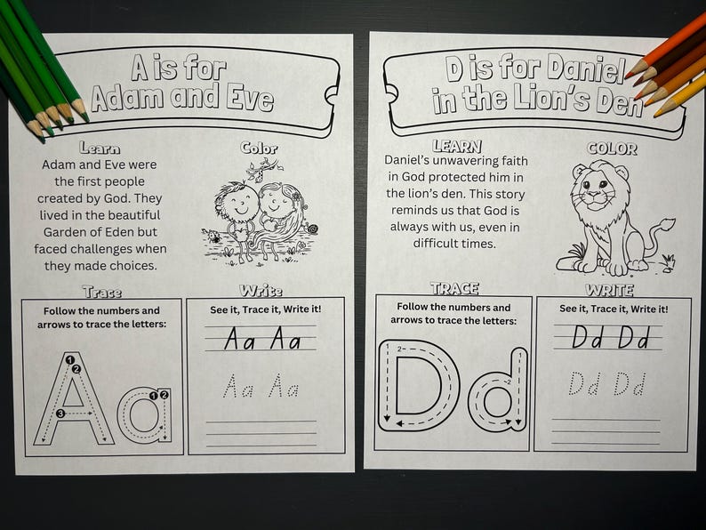 Bible ABC Tracing & Writing Coloring Pages for Kids | Digital Download ...