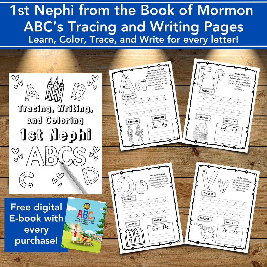 1st Nephi Book of Mormon ABC Tracing, Writing, Coloring Pages Digital ...