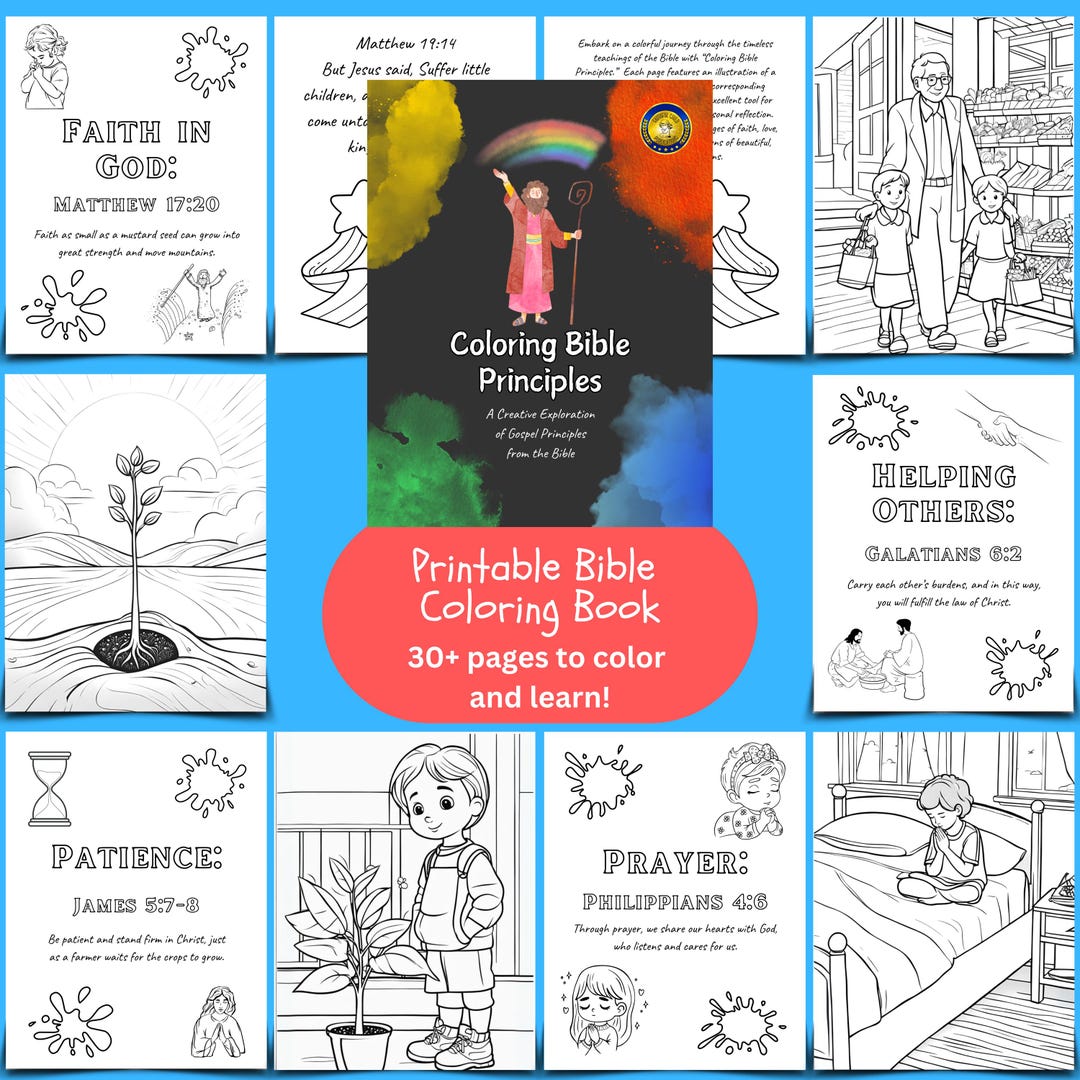 Bible Lessons Coloring Pages for Kids Digital Download Teach Gospel ...