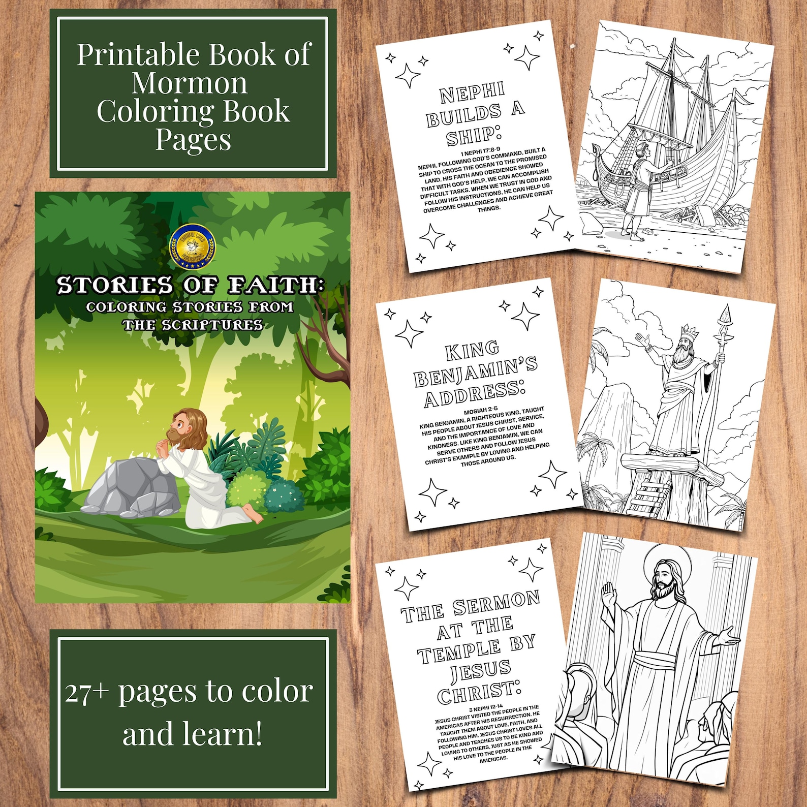 Book of Mormon Coloring Pages Set for Kids 24 Prominent LDS Stories and ...