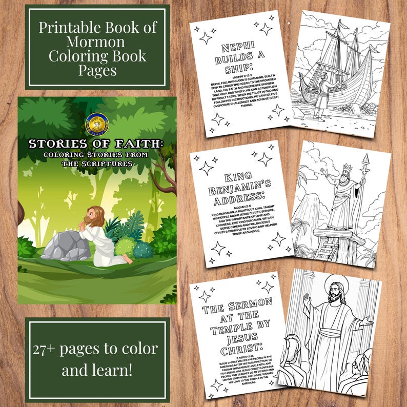 Book of Mormon Coloring Pages Set for Kids 24 Prominent LDS Stories and ...