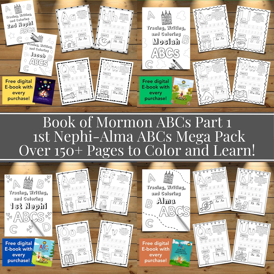 1st Nephi-alma Book of Mormon ABC Tracing, Writing, Coloring Pages ...