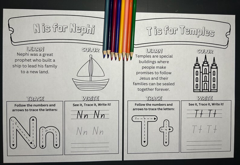 Book of Mormon ABC Tracing & Primary Coloring Pages | Digital Download ...