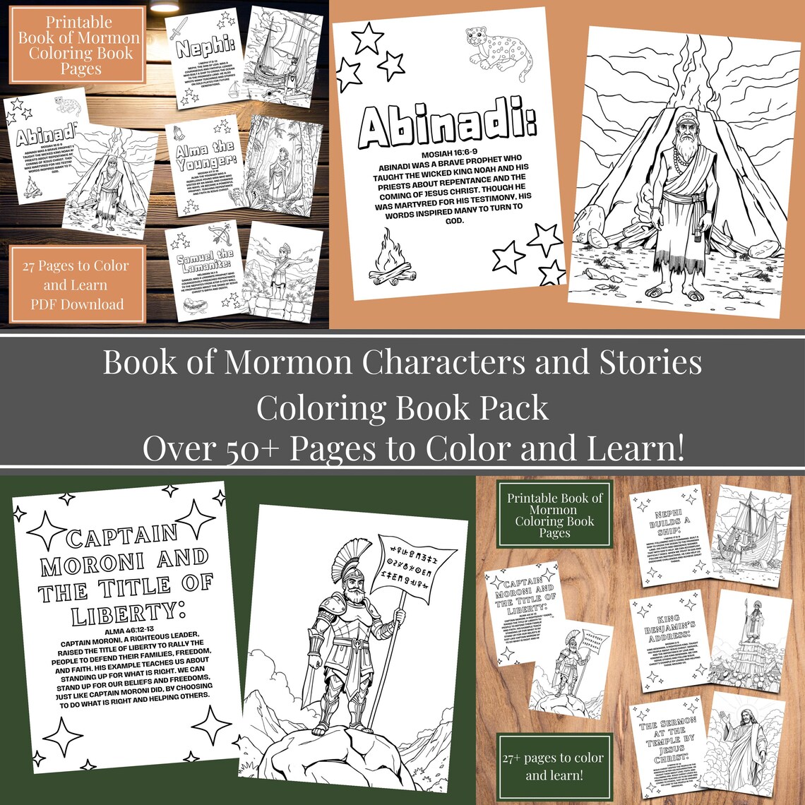 Book of Mormon Coloring Pages Set for Kids | 24 Prominent LDS Stories ...