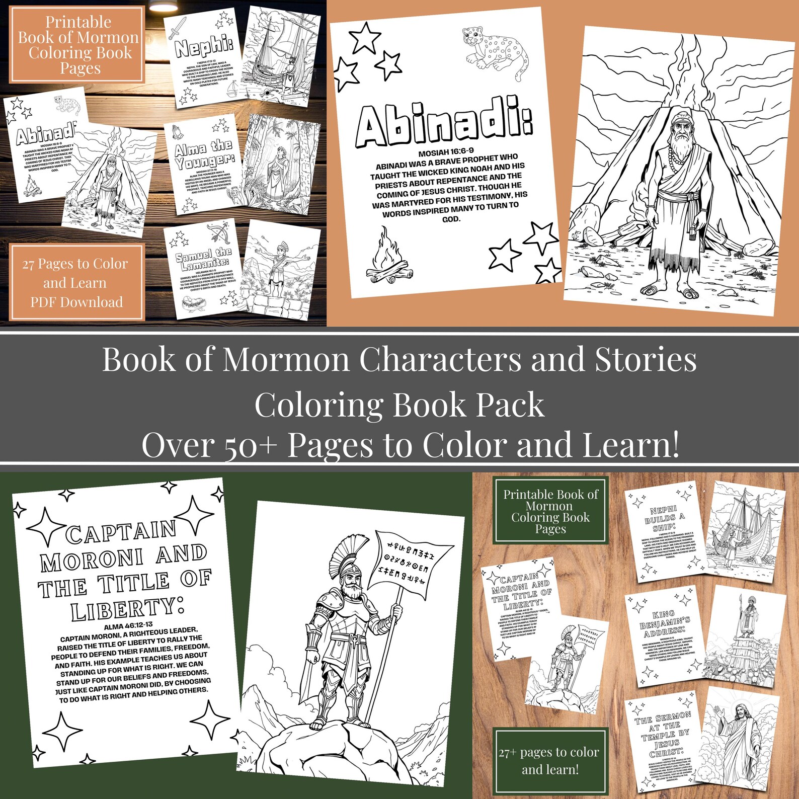 Book of Mormon Coloring Pages Set for Kids | 24 Prominent LDS Stories ...