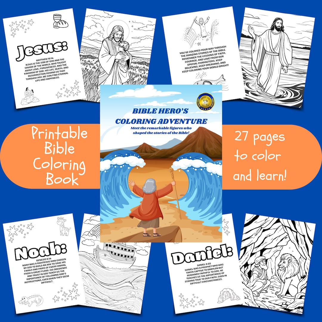 Bible Heros Coloring Book Pages for Kids Digital Download Teach Bible ...