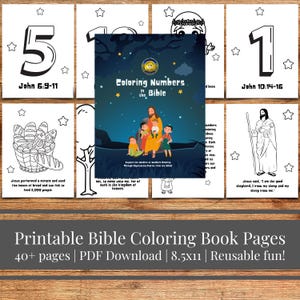 Bible Number Coloring Pages for Kids Digital Download Teach Numbers ...