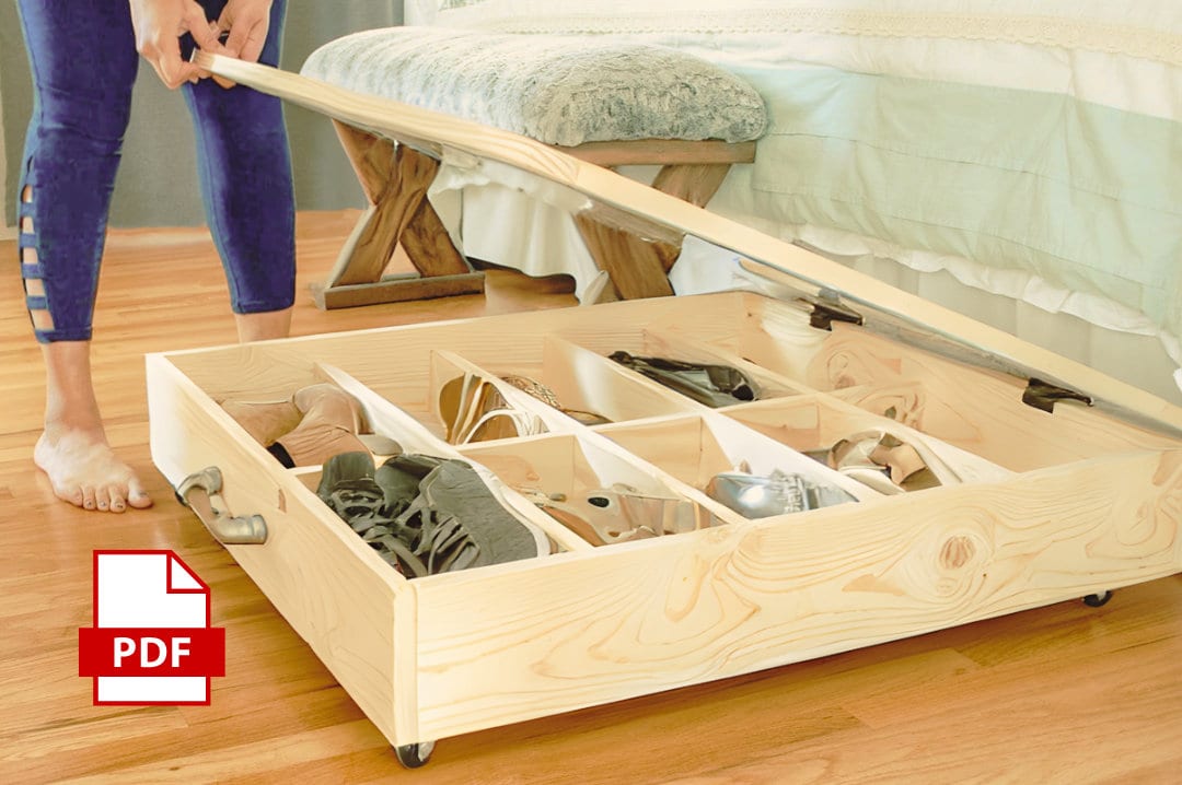 DIY Underbed Shoe Storage Organizer Plan - Digital Download | Space ...