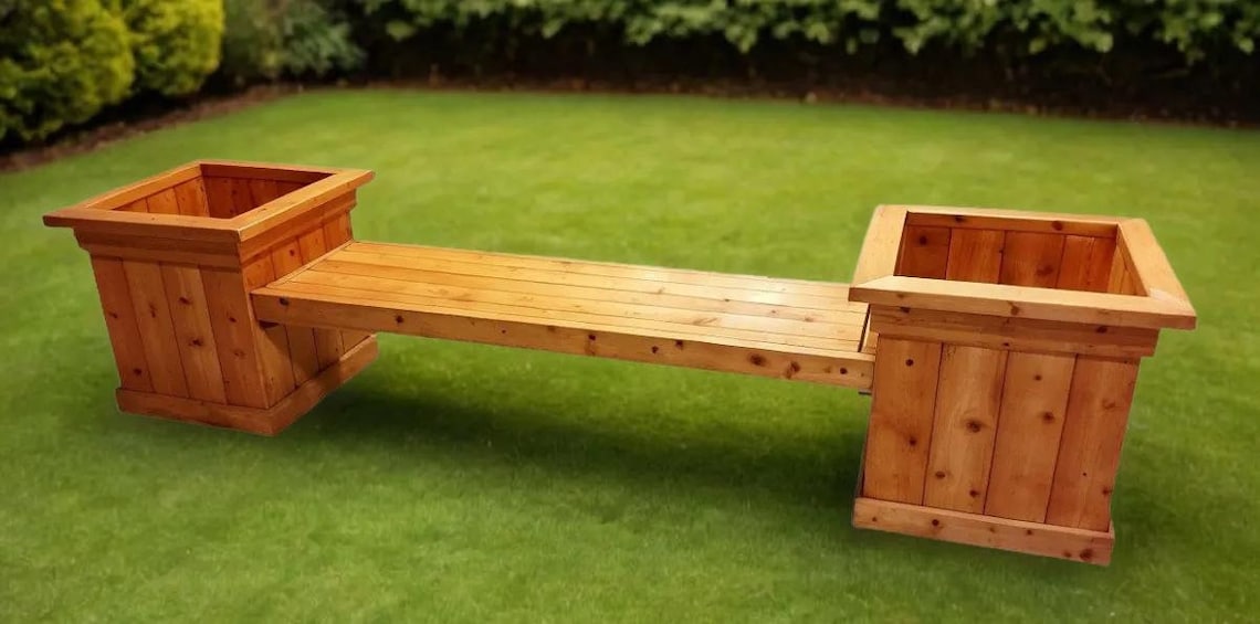 Planter Bench DIY Plan - PDF Download - Build Instructions - Material ...