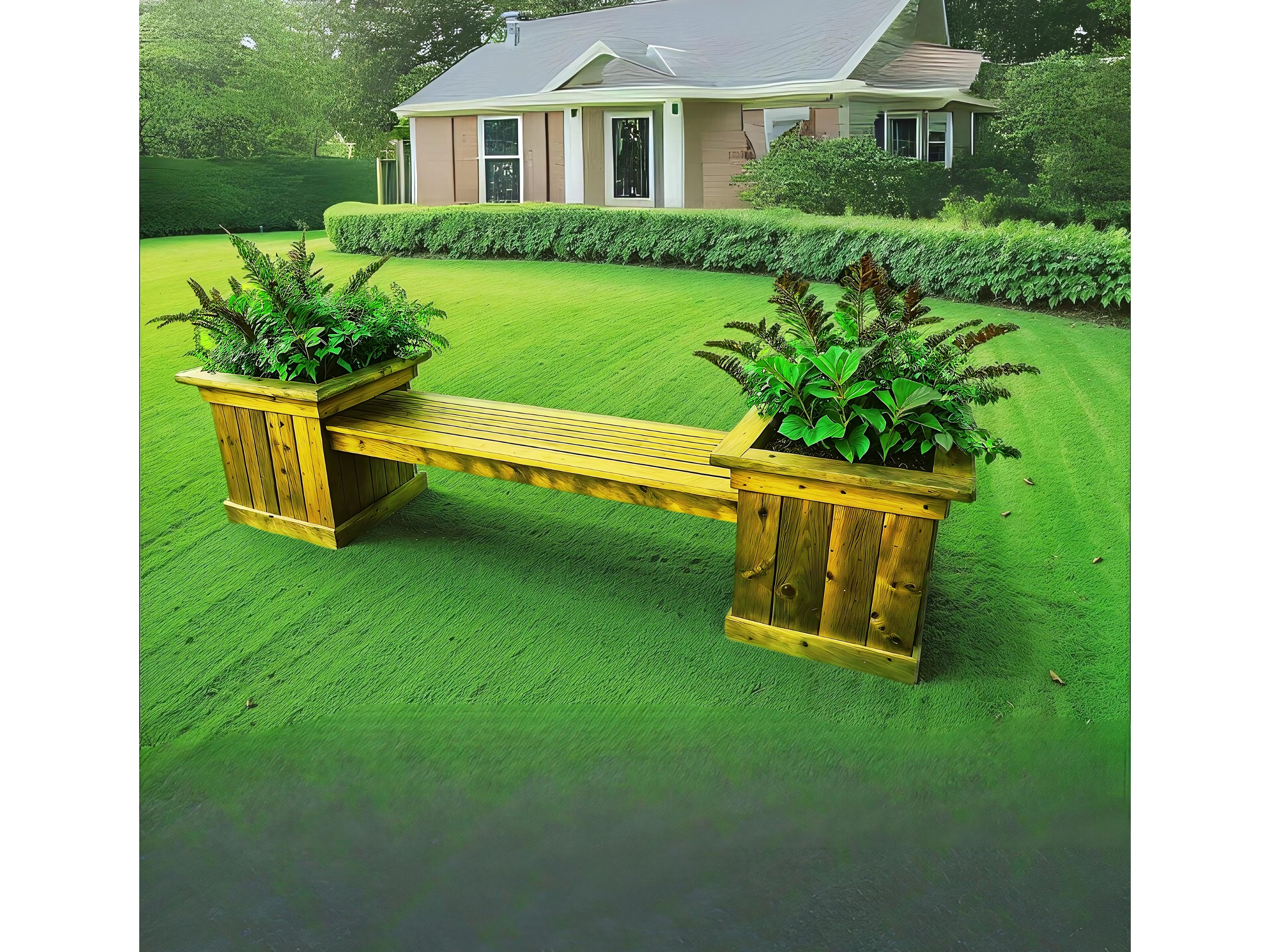Planter Bench DIY Plan - PDF Download - Build Instructions - Material ...