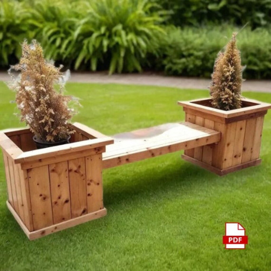 Planter Bench DIY Plan - PDF Download - Build Instructions - Material ...