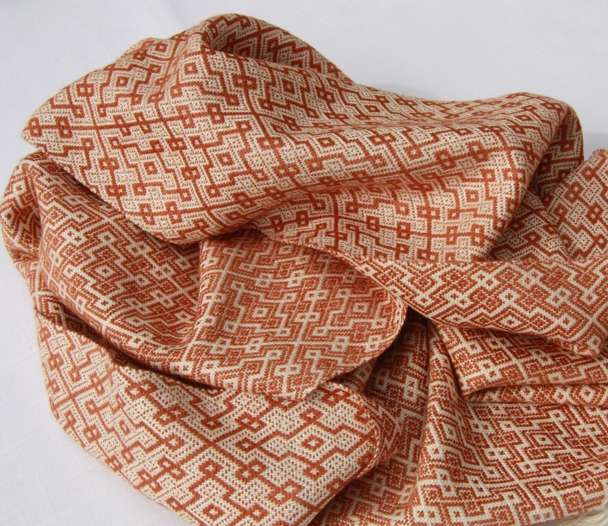 Toffee and Cream Design- Hand Woven Wool/silk Scarf - Etsy