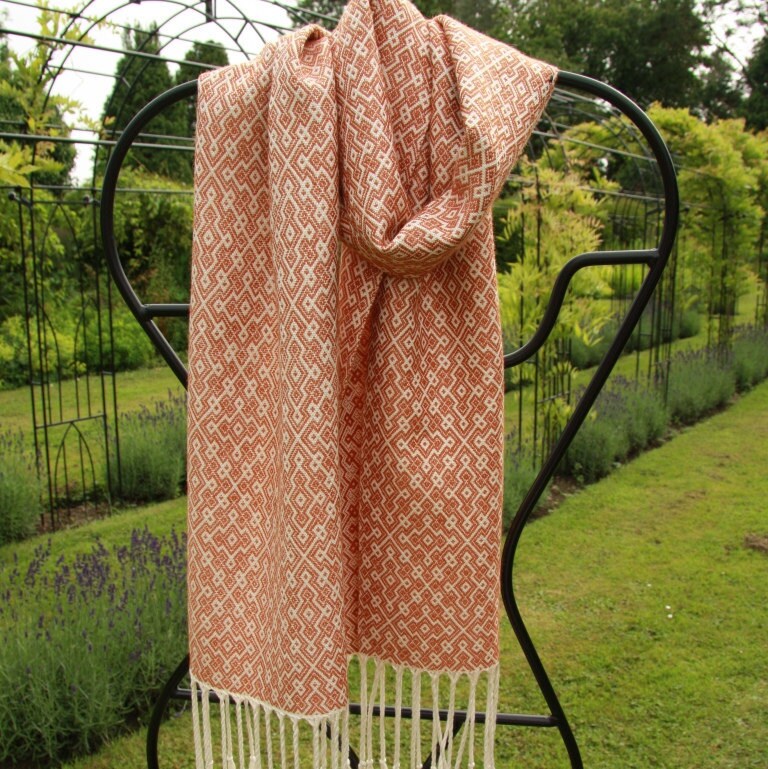 Toffee and Cream Design- Hand Woven Wool/silk Scarf - Etsy