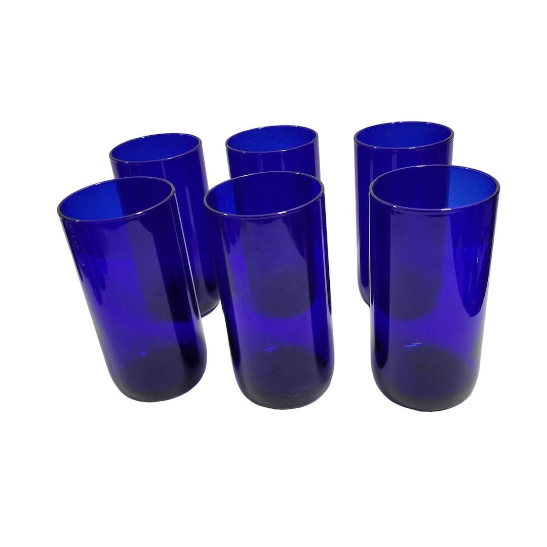 Libby Vintage Cobalt Blue Glasses Set of 6 12oz Round Bottom 81624-1tclo - Etsy