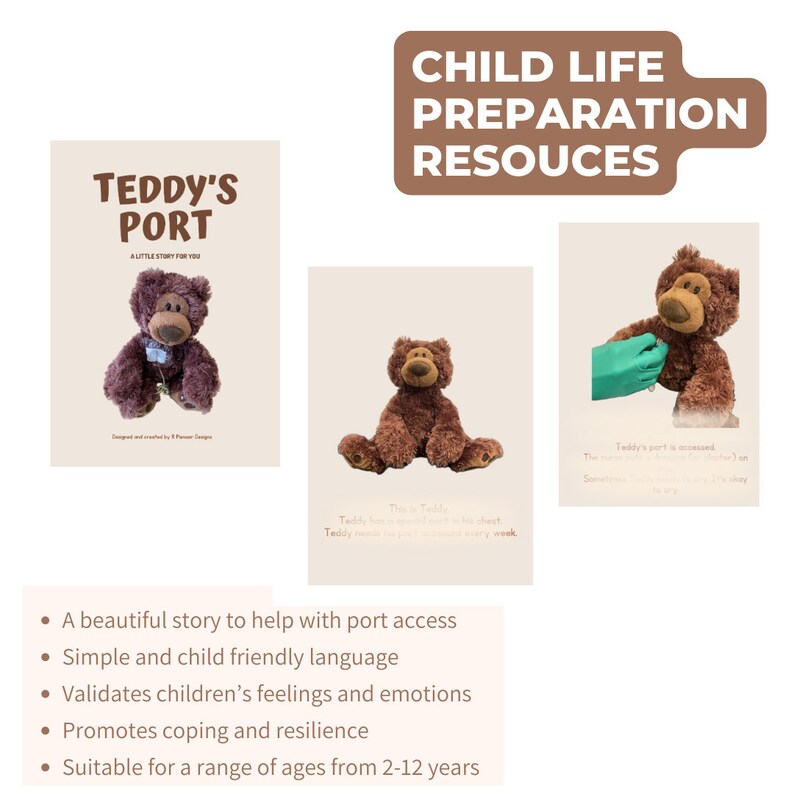 Teddy's Port Access, Child Life Prep Book, Port Access, Child Life ...