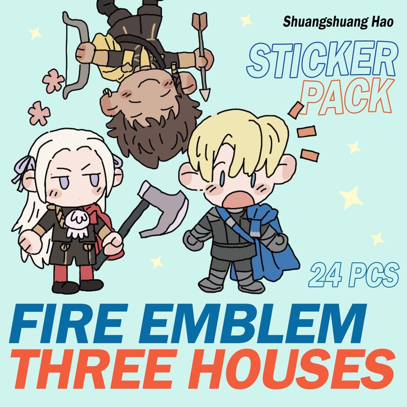 Fire Emblem Sticker Pack 24 PCS FE3H Fan Art by Shuangshuang Hao - Etsy