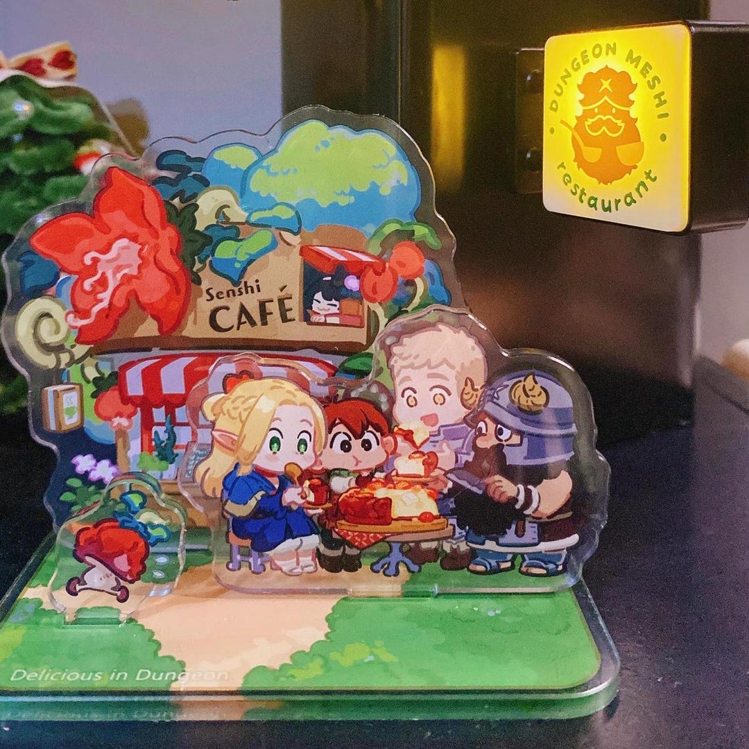 Dungeon Meshi Acrylic Standee Set Senshi Café Chibi Art Kabru and ...