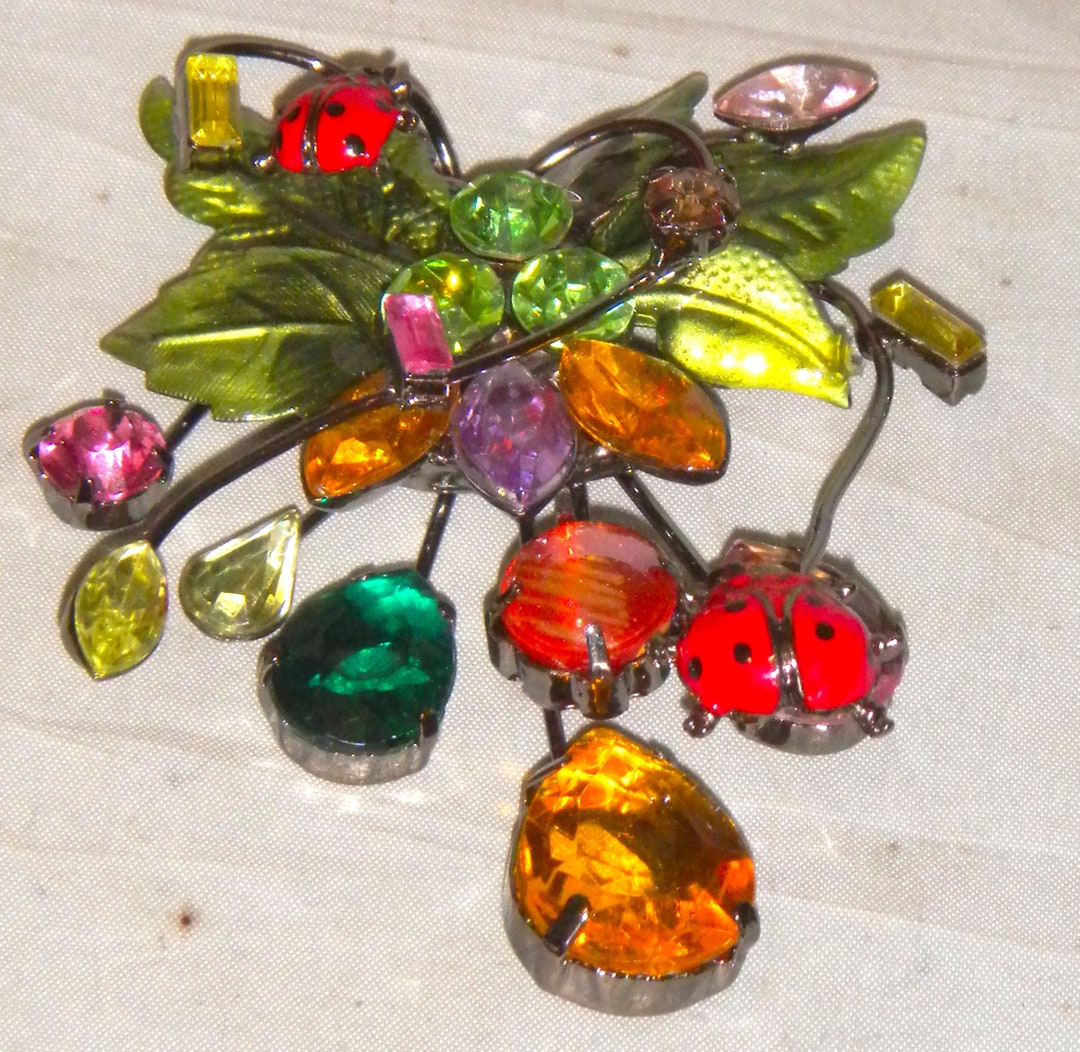 D & E Juliana LADY BUGS Emerald Greens Topaz Orange Amethyst Purples ...