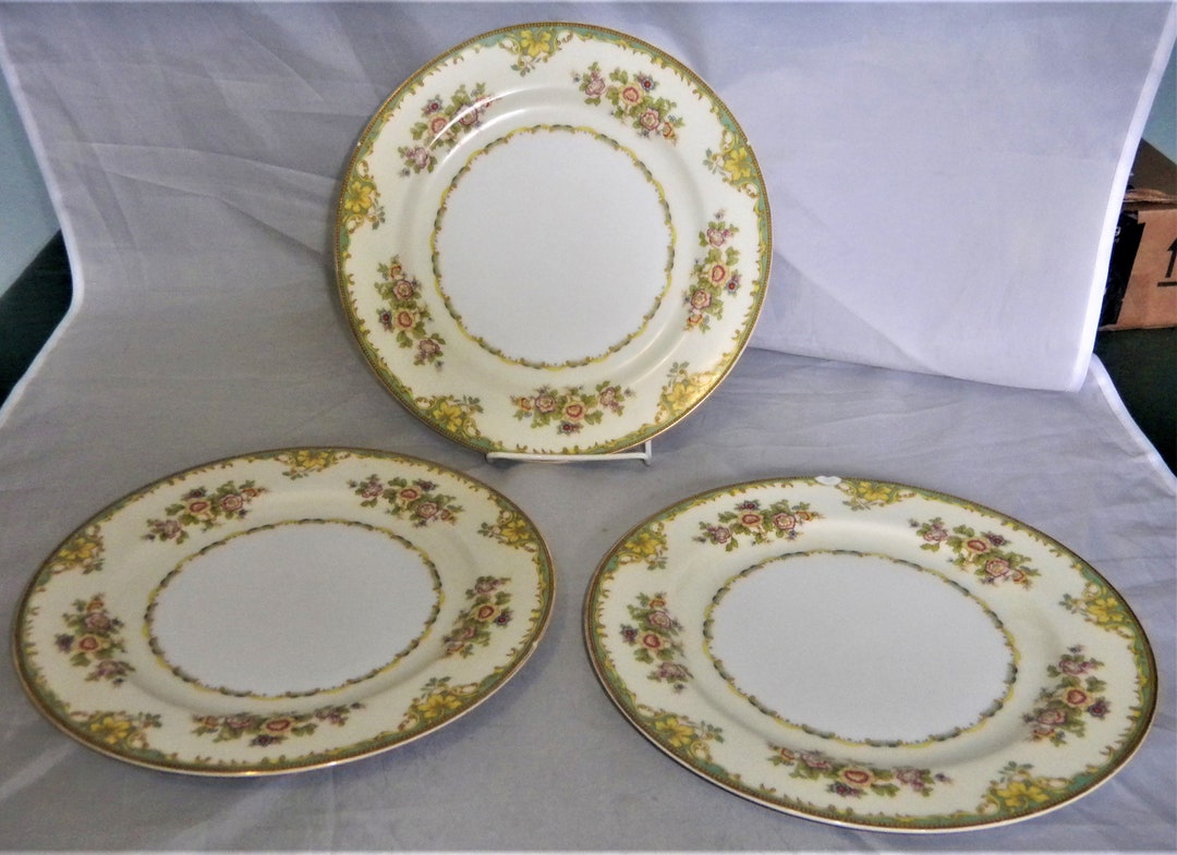 MEITO CHINA – Japan – PARIS Green Dinner Plate – Gold Edge Trim – Hand ...