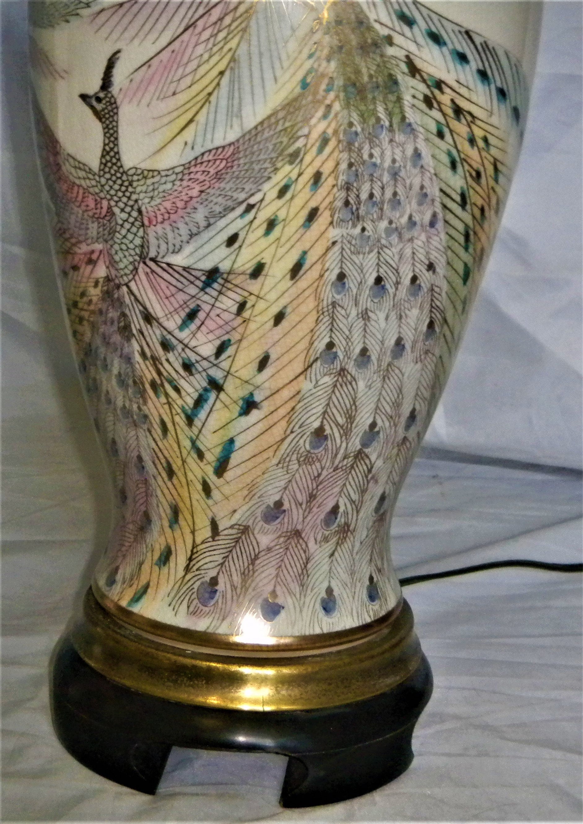 Frederick Cooper Hand Painted Peacock Ginger Jar Table Lamp - Etsy