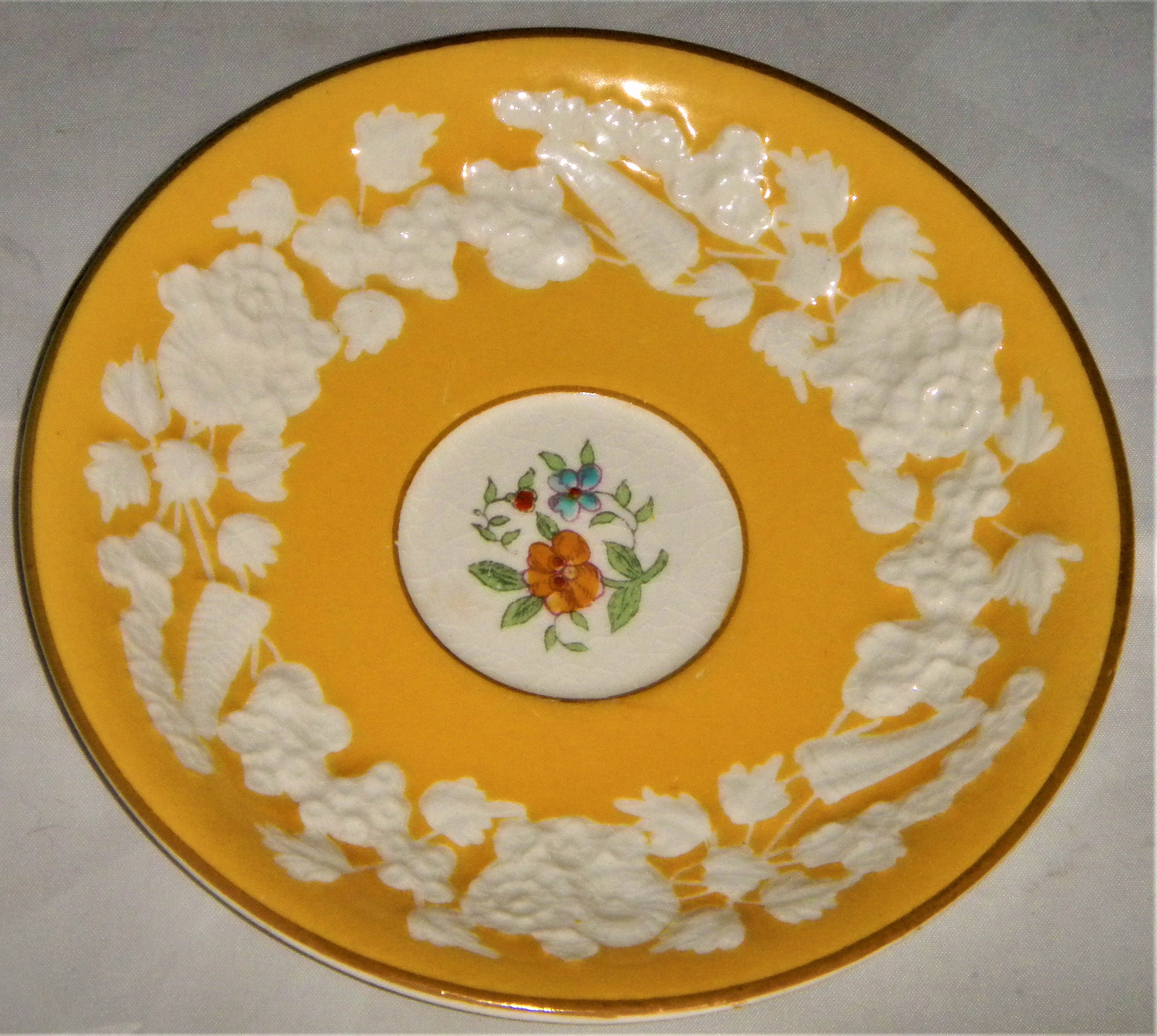 George Jones & Sons Antique Demitasse Teacup and Saucer Rhapsody YELLOW ...