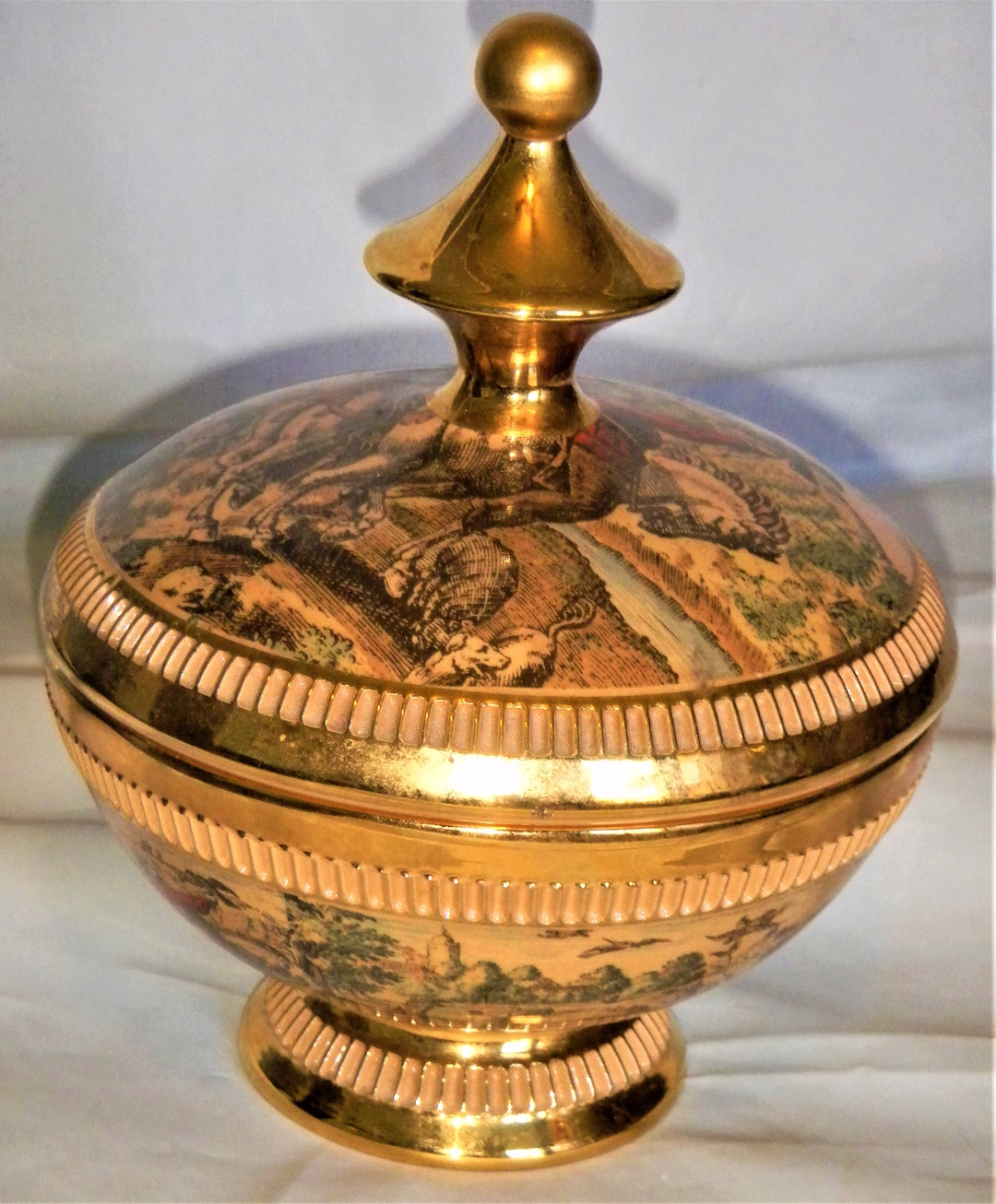 Ceramiche Florentine Decoro Giotto Italy – Footed Lidded Jar ...