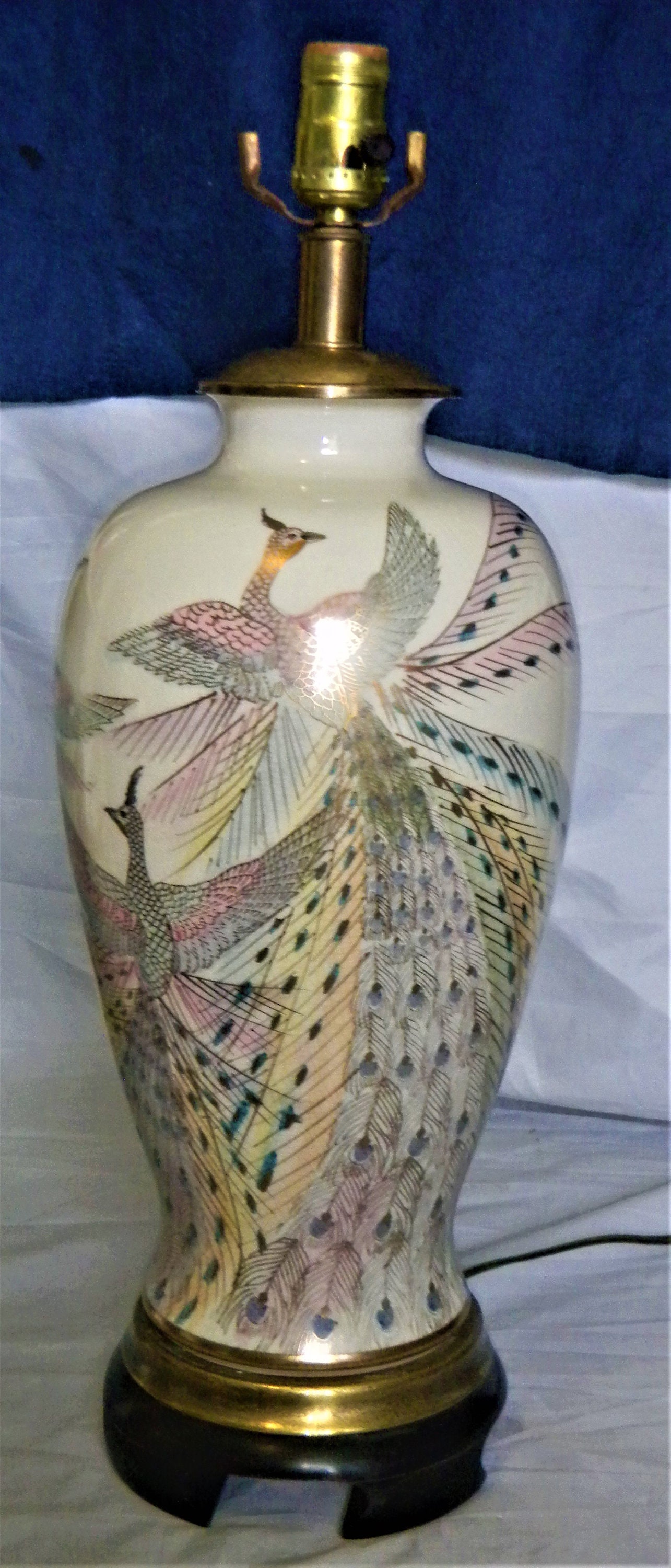 Frederick Cooper Hand Painted Peacock Ginger Jar Table Lamp - Etsy