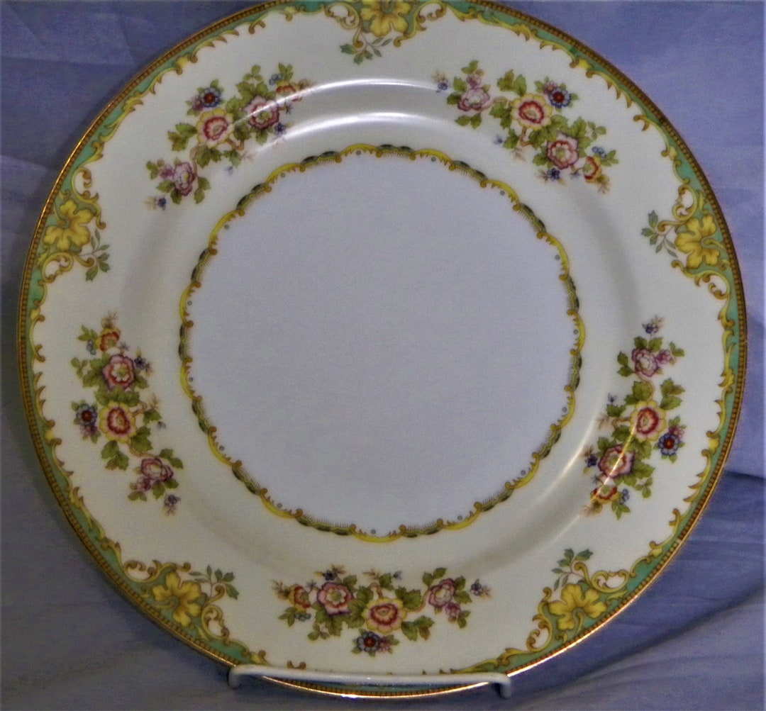 MEITO CHINA – Japan – PARIS Green Dinner Plate – Gold Edge Trim – Hand ...