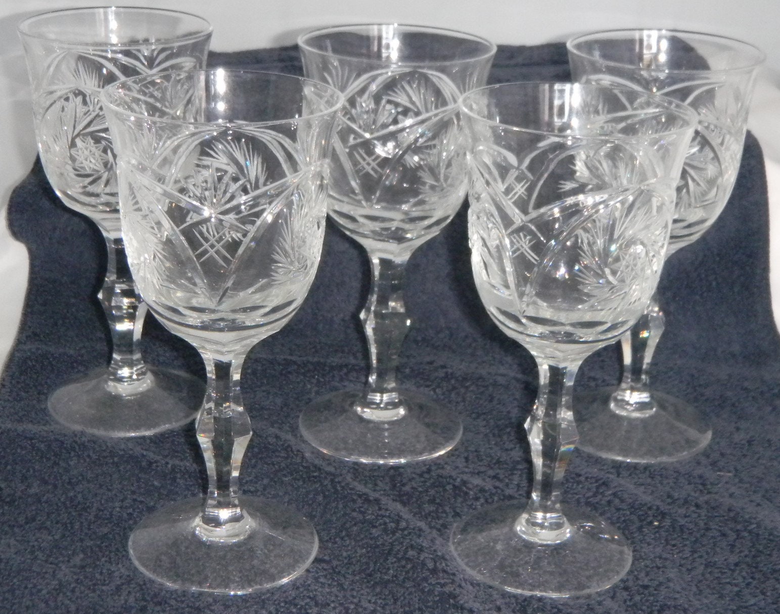 WATER GOBLET Bohemian Czech Pinwheel Star Cut Crystal - Etsy