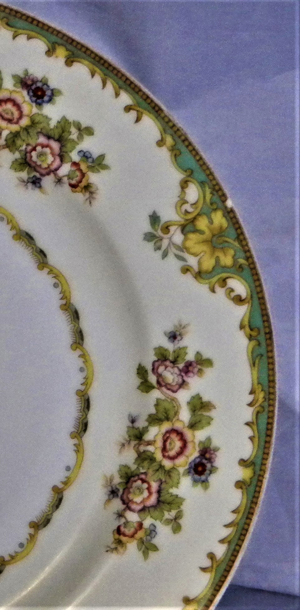 MEITO CHINA – Japan – PARIS Green Dinner Plate – Gold Edge Trim – Hand ...