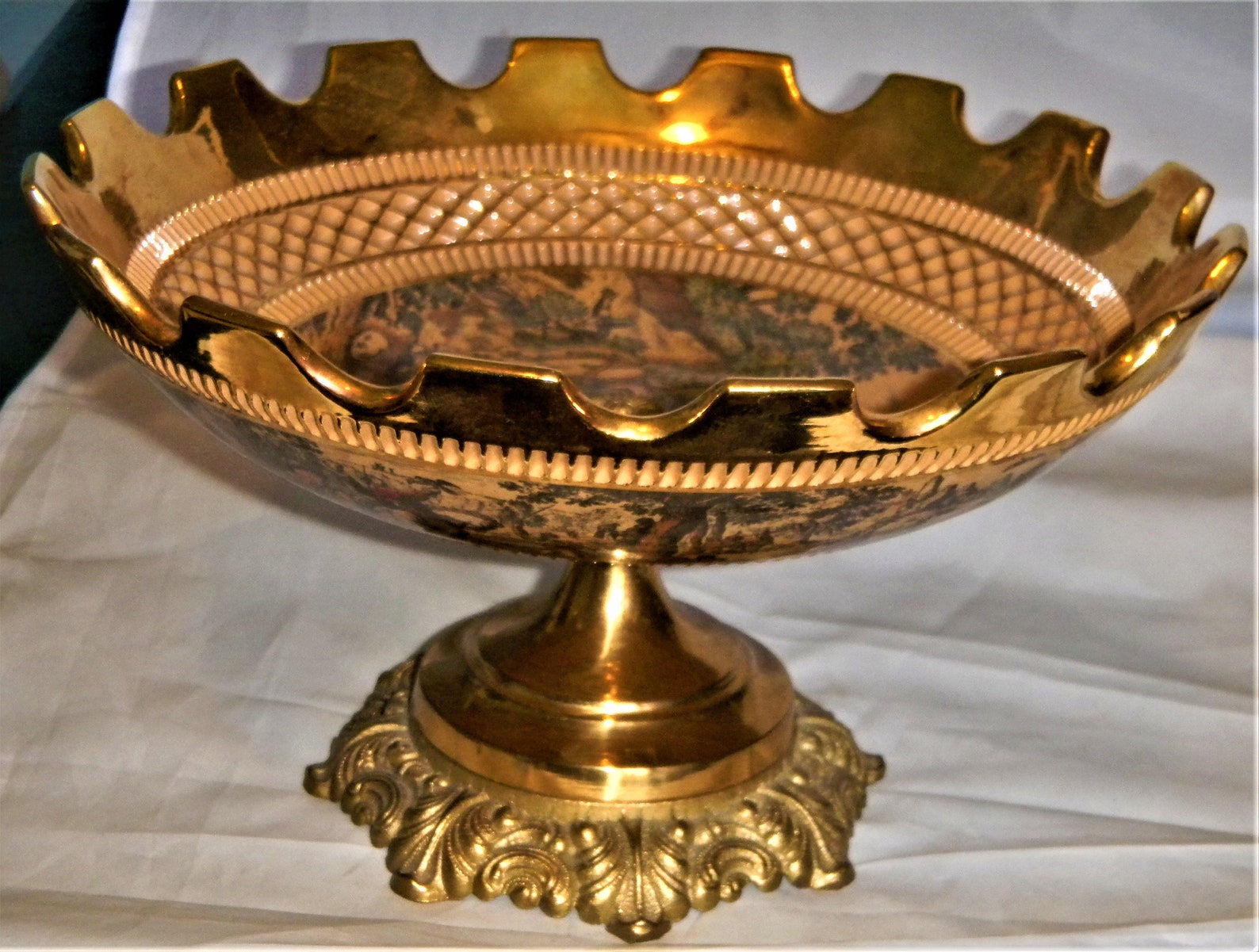 Ceramiche Florentine Decoro Giotto Italy Footed Scalloped Compote ...