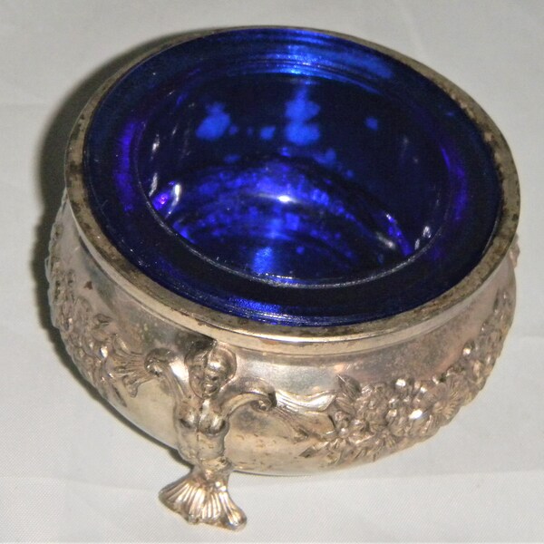 Silver and Cobalt Blue Salt Cellars - Etsy