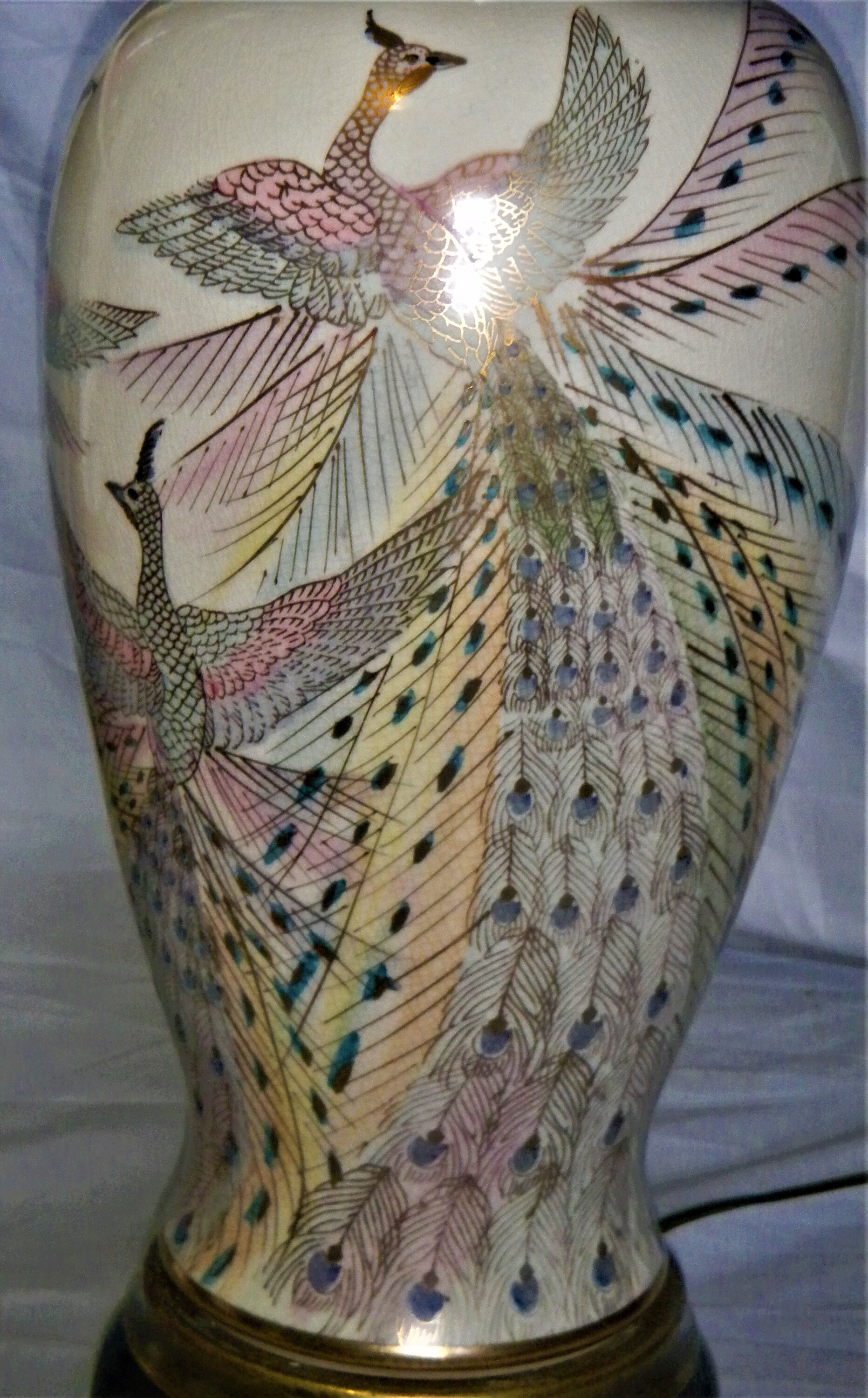 Frederick Cooper Hand Painted Peacock Ginger Jar Table Lamp - Etsy