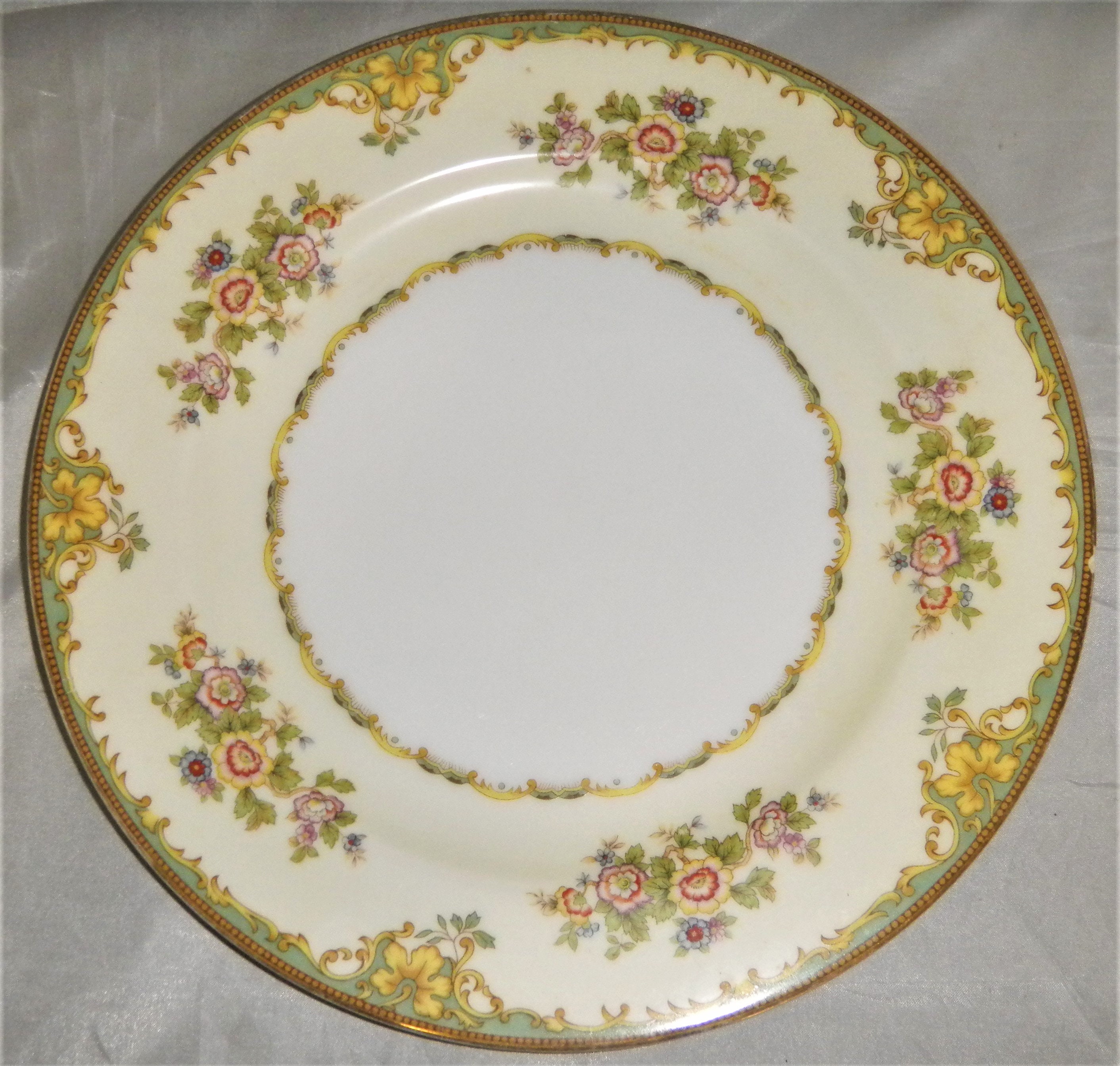 MEITO CHINA – Japan – PARIS Green Dinner Plate – Gold Edge Trim – Hand ...