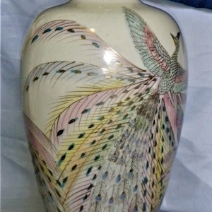 Frederick Cooper Hand Painted Peacock Ginger Jar Table Lamp - Etsy