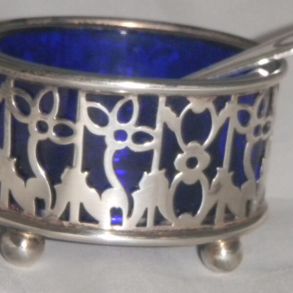 Silver and Cobalt Blue Salt Cellars - Etsy