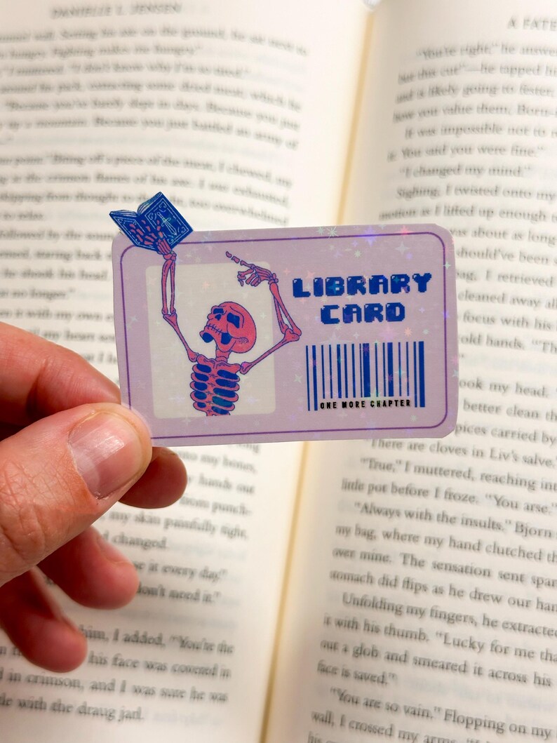 Holographic Skeleton Library Card Sticker | Bookish Sticker | Book Worm ...