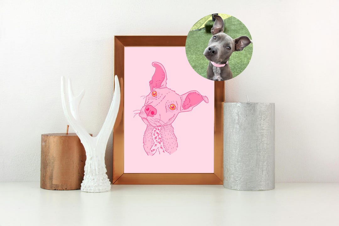 Custom Dog Portrait Printable Dog Wall Art Dog Lover Gift Personalized ...