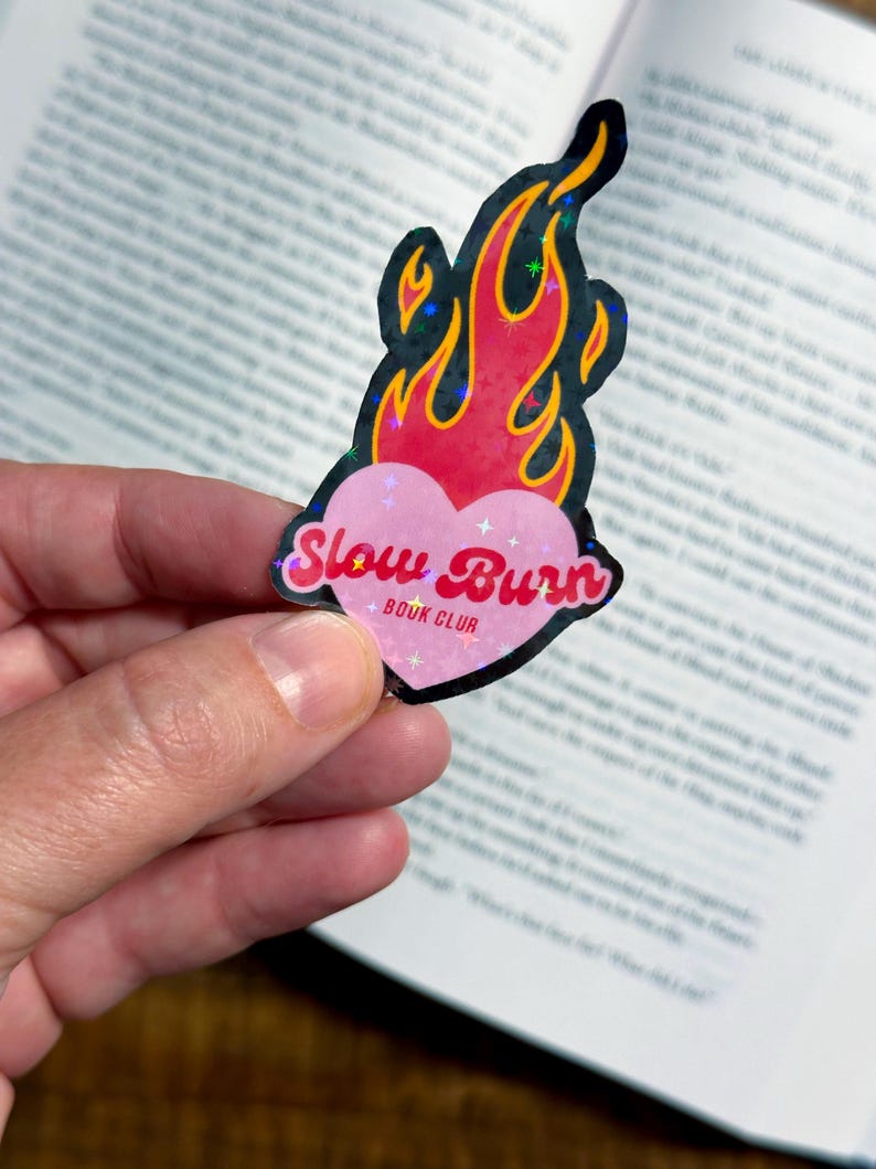 Slow Burn Book Club Holographic Heart Sticker - Etsy