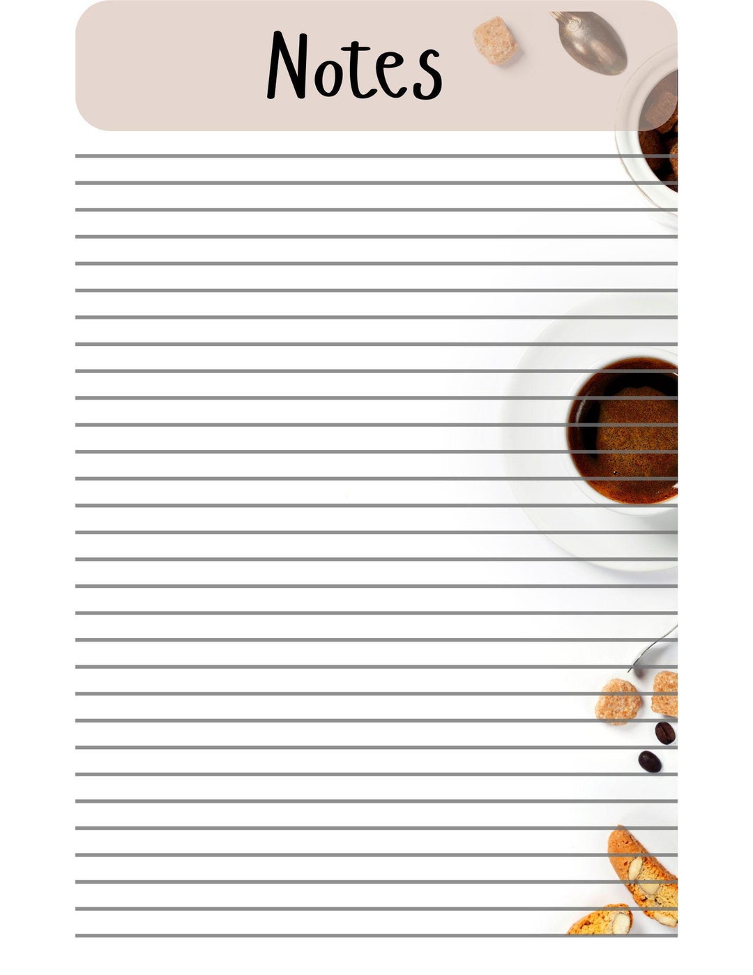 Coffee Lined Notes Page Printable Beautiful Graphics Images Personal ...